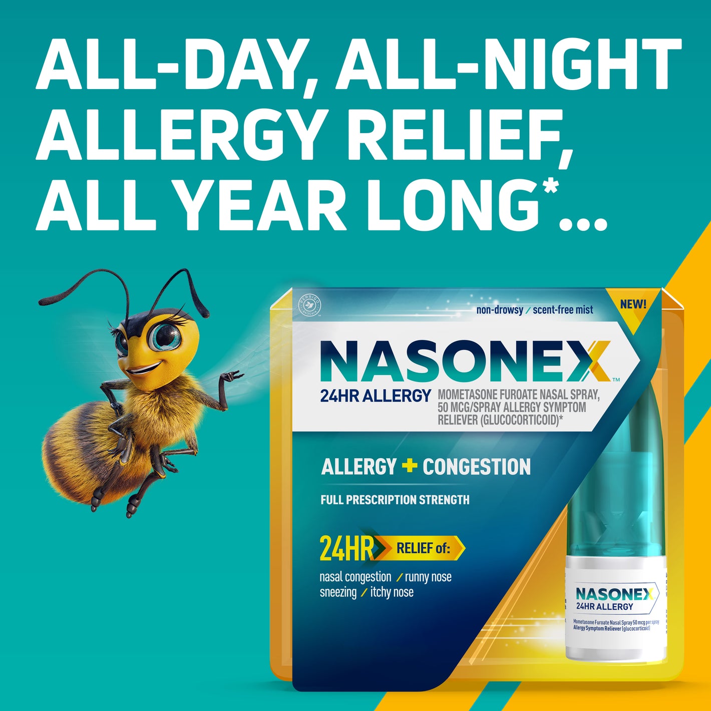 Nasonex 24HR Allergy Relief Nasal Spray, Non-Drowsy Allergy Medicine